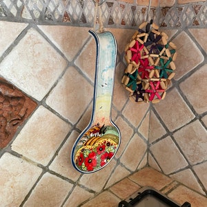 Italian Ceramic Art Spoon Rest Pottery Holder Hand Painted Made in ...