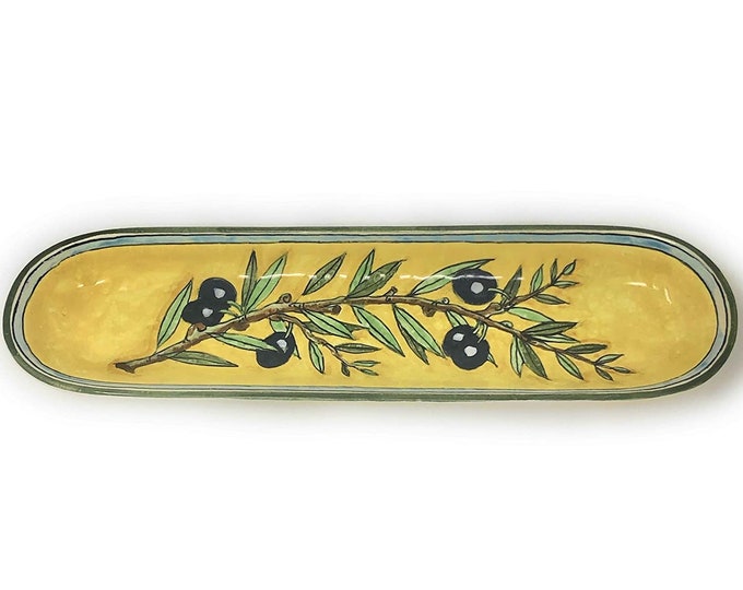 Authentic Italian Olive and Leaves Ceramic 9.5" Serving Bowl - La ...