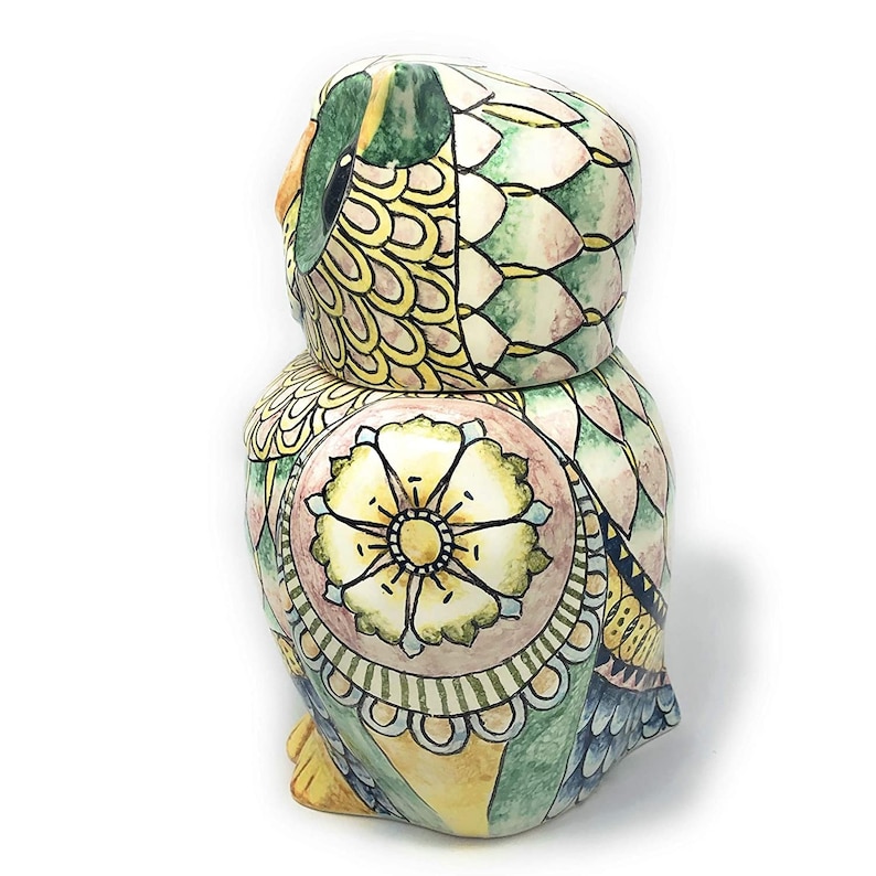 Italian Ceramic Art Pottery Big Owl Cookies Jar Animals Hand Painted ...