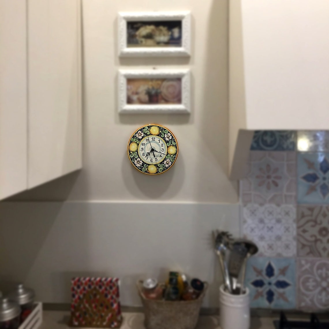 Italian Ceramic Wall Clock Decorated Lemons Hand Painted Made - Etsy