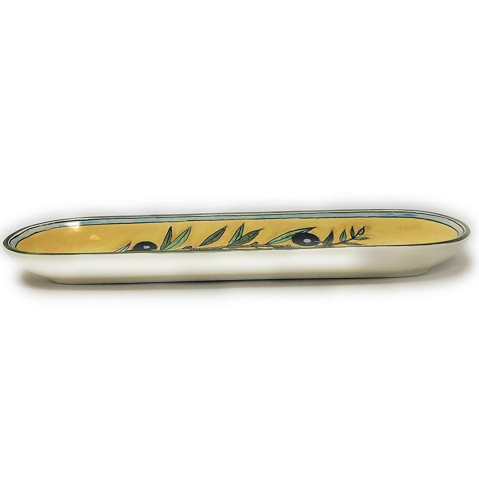 Italian Ceramic Serving Appetizer Tray Baguette Flatware Pattern Olives ...
