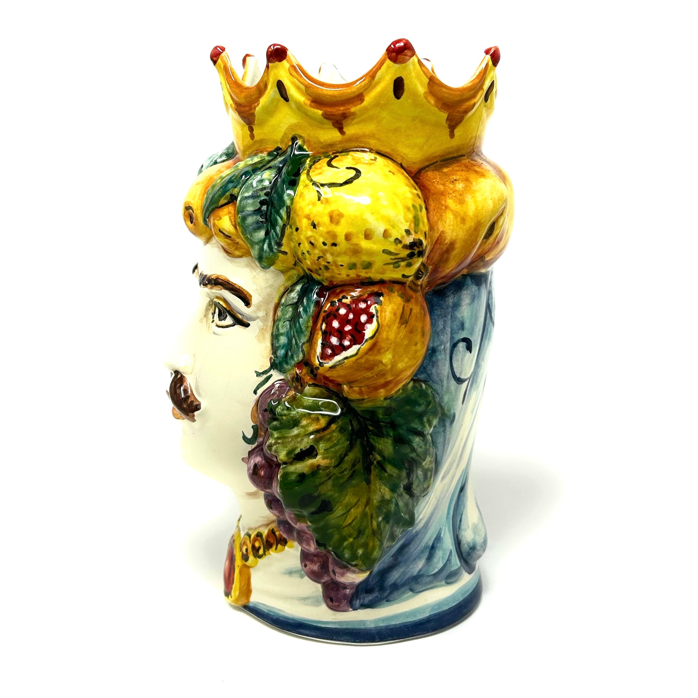 Italian Ceramic Art Head Face Male Vase Small Testa Di Moro ( Sicily ...