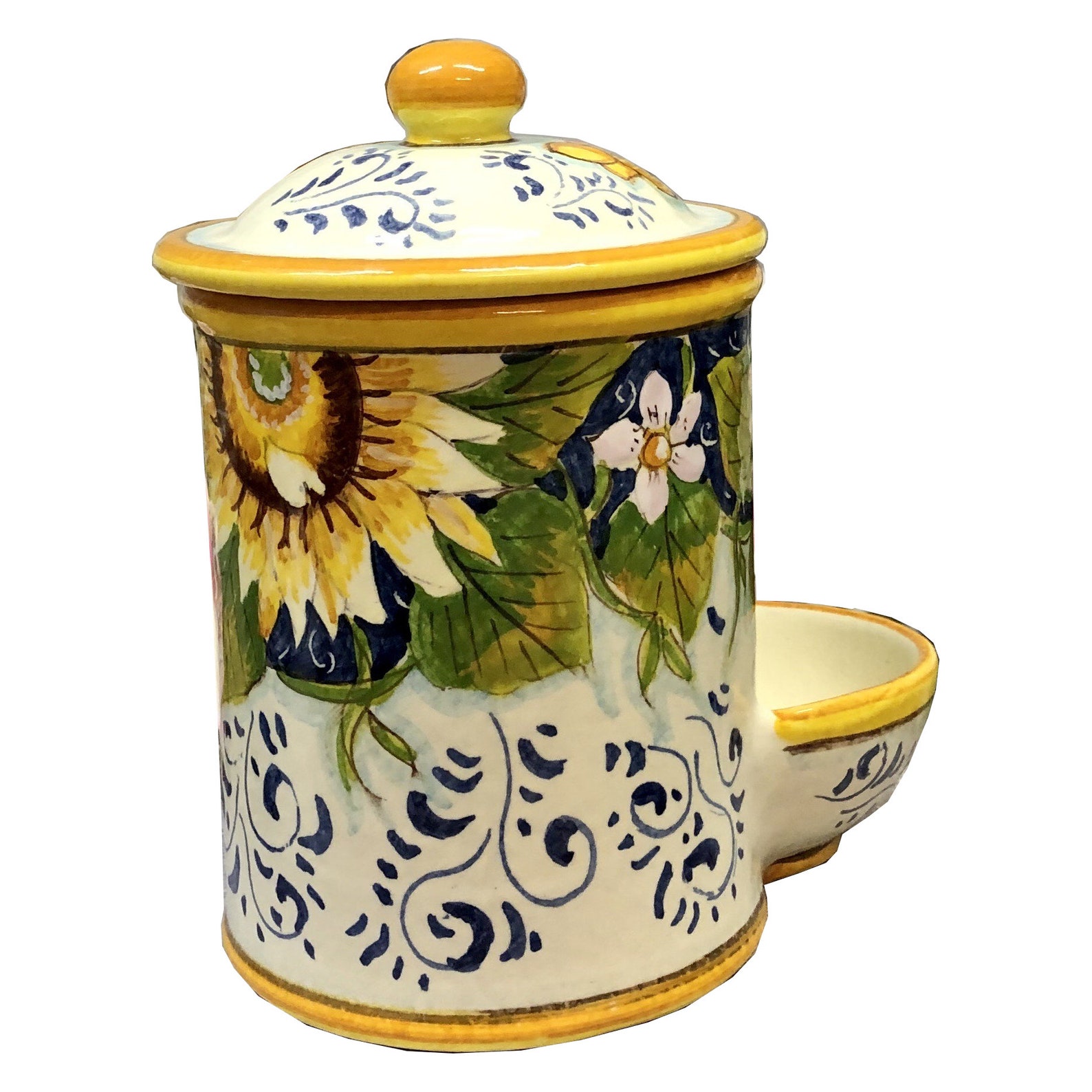 Italian Ceramic Jar Salt Holder Decorated Sunflower Hand | Etsy