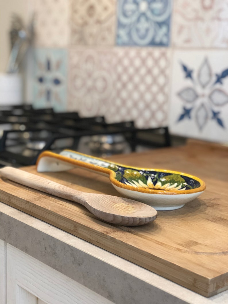 Italian Ceramic Art Spoon Rest Pottery Holder Hand Painted - Etsy