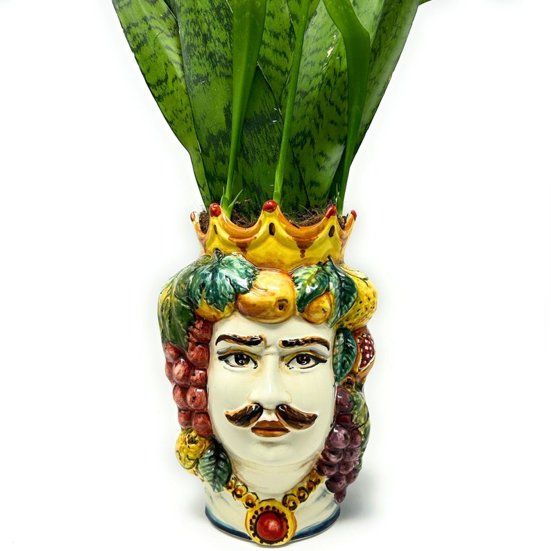 Italian Ceramic Art Head Face Male Vase Small Testa Di Moro ( Sicily ...
