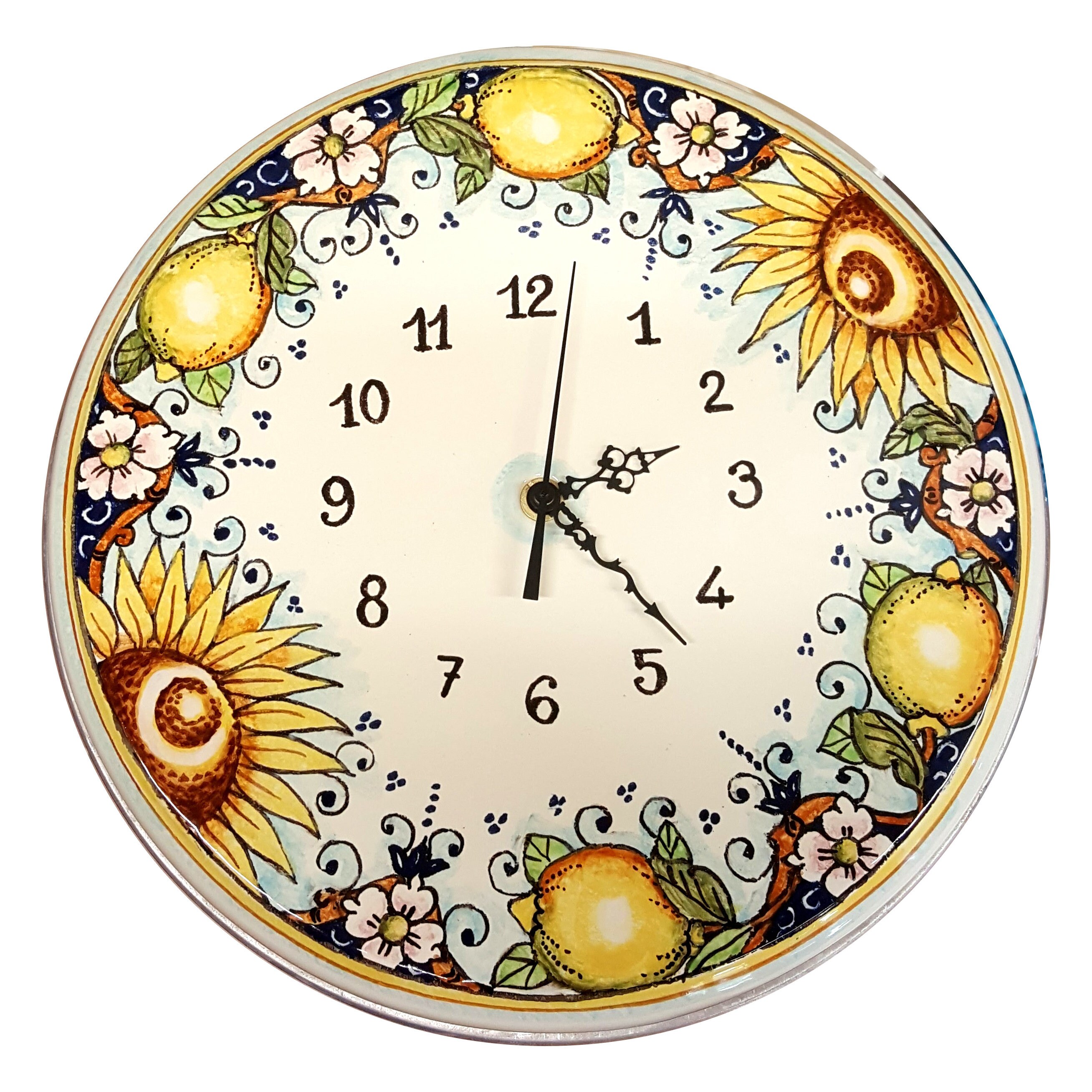 Italian Ceramic Wall Clock Decorated Lemons Hand Painted Made | Etsy