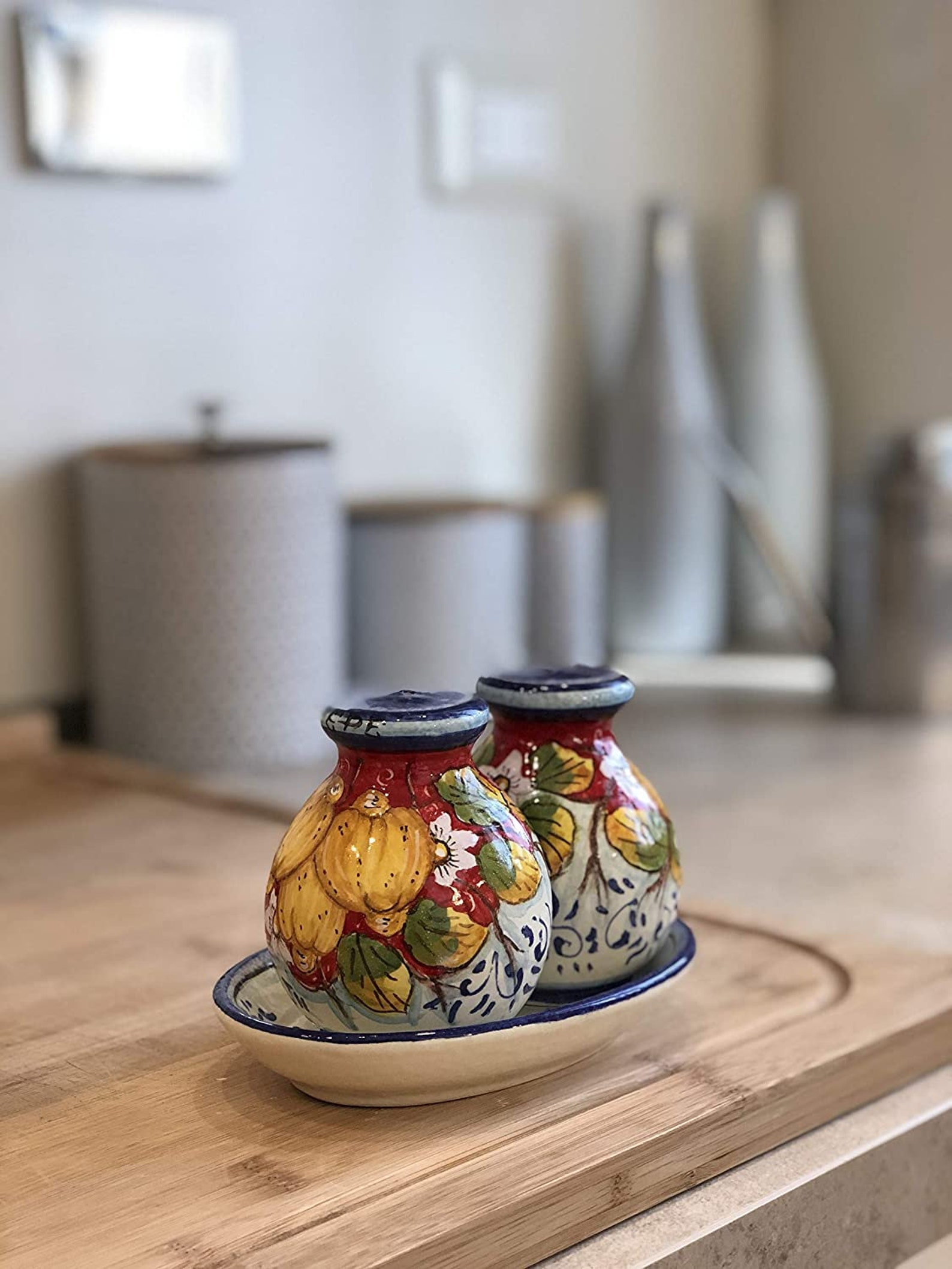 Italian Ceramic Set Salt and Pepper Shakers Pots Art Pottery | Etsy
