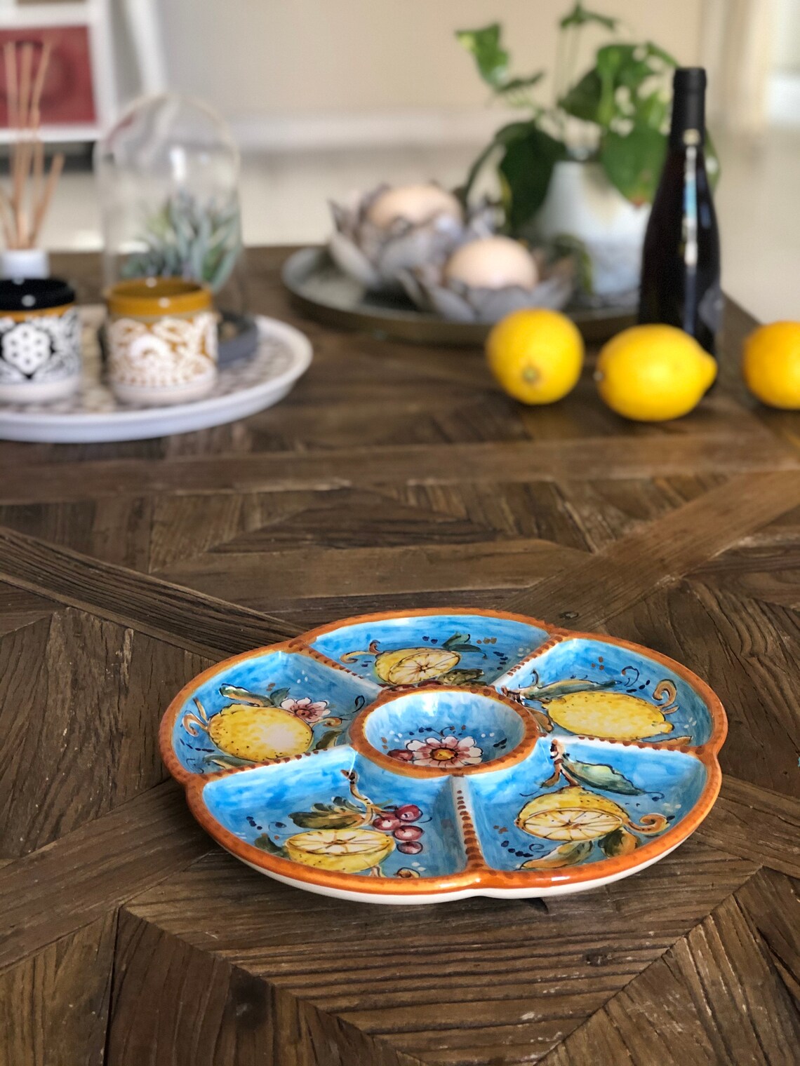 Italian Ceramic Serving Round Appetizer Round Tray Plate | Etsy