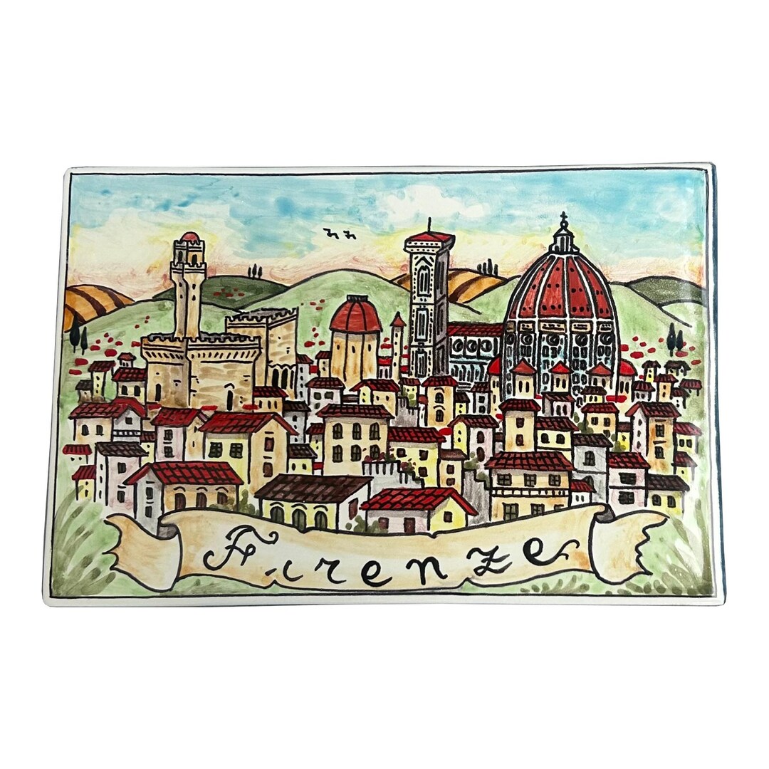 Italian Ceramic Art Rectangular Tile Pantile Pottery Pattern City ...
