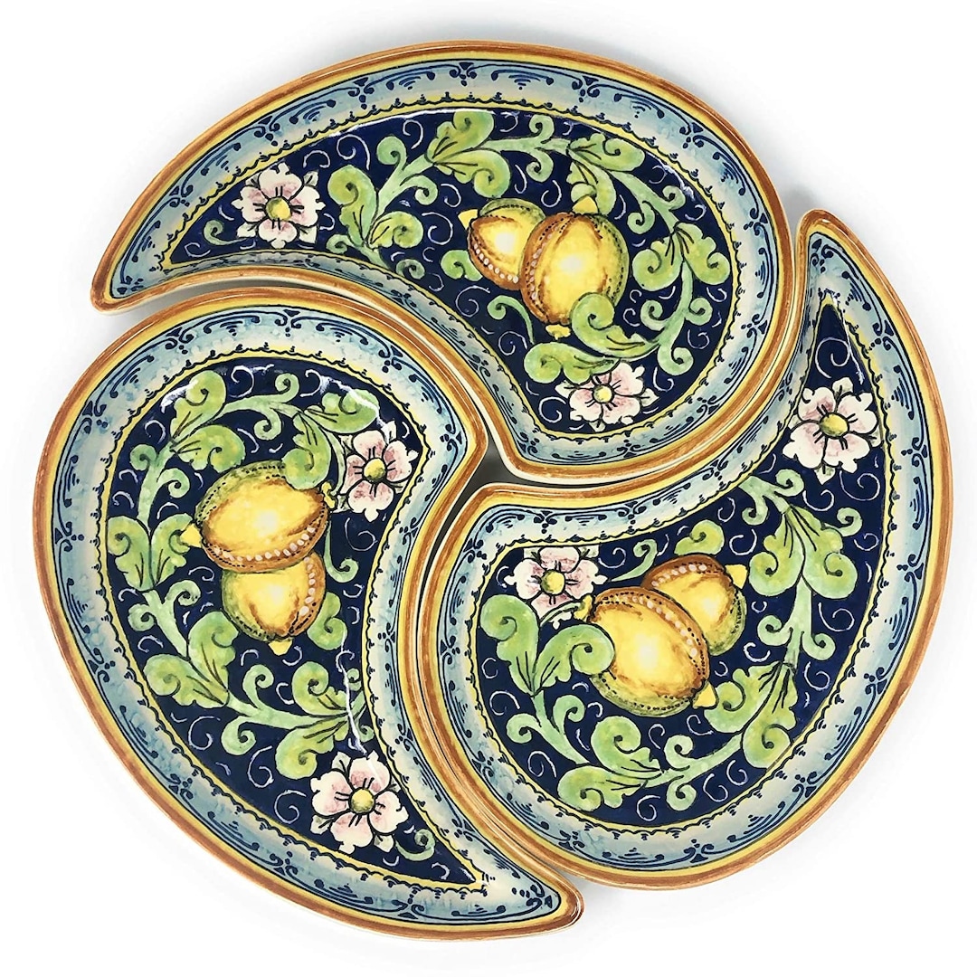 Italian Pottery Ceramic Serving Appetizer Pottery Pattern Lemons Hand ...