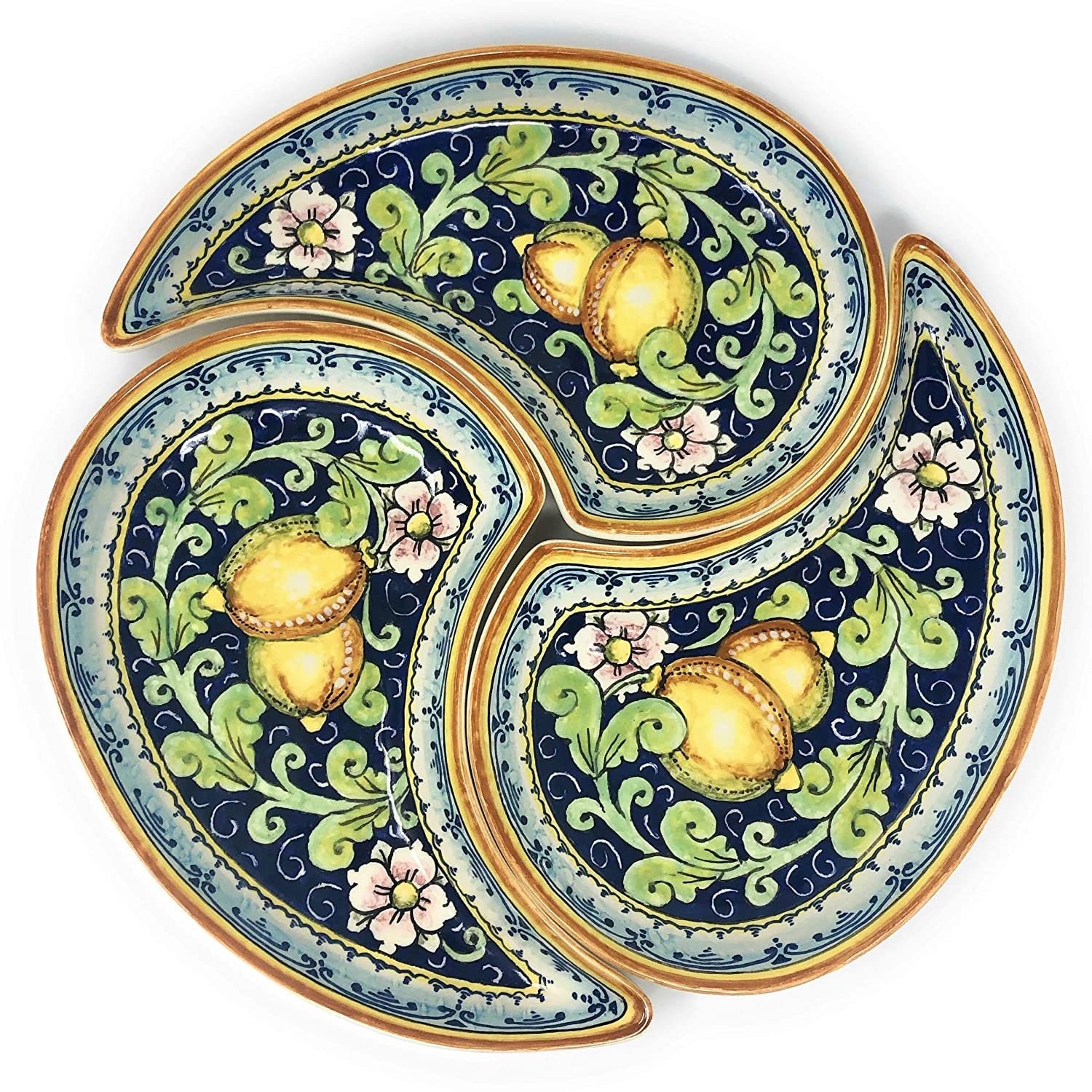 Italian Pottery Ceramic Serving Appetizer Pottery Pattern Lemons Hand ...