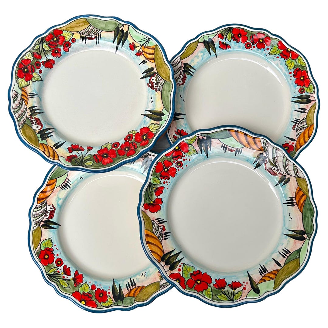 Italian Ceramic Art Pottery Dinnerware Set Serving Plate Dishes Kitchen ...