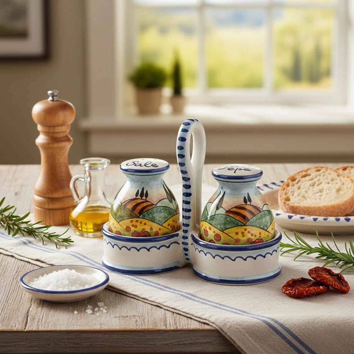 Italian Ceramic Set Salt and Pepper Shakers Pots Art Pottery Hand ...