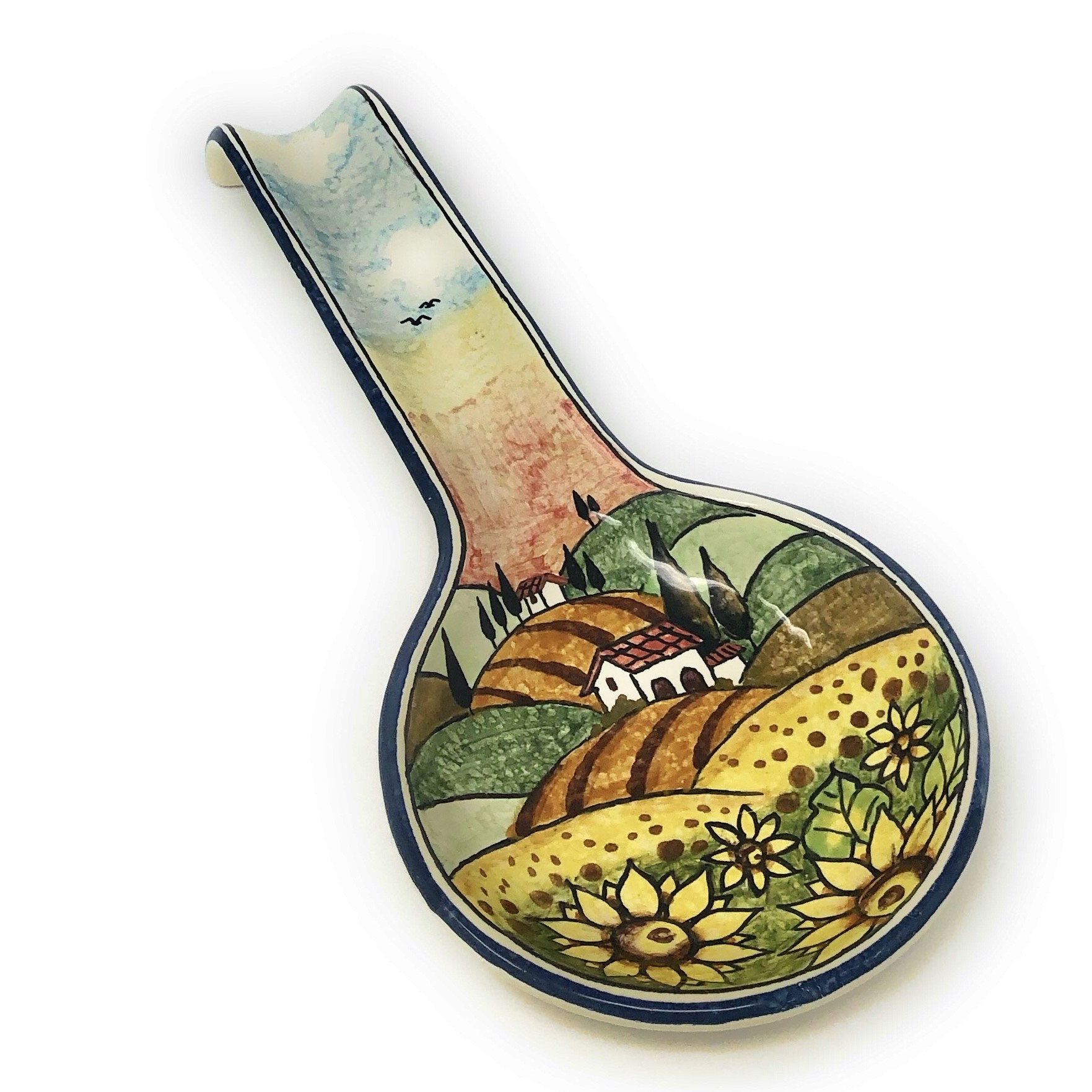 Italian Ceramic Art Spoon Rest Pottery Holder Hand Painted Made in ...