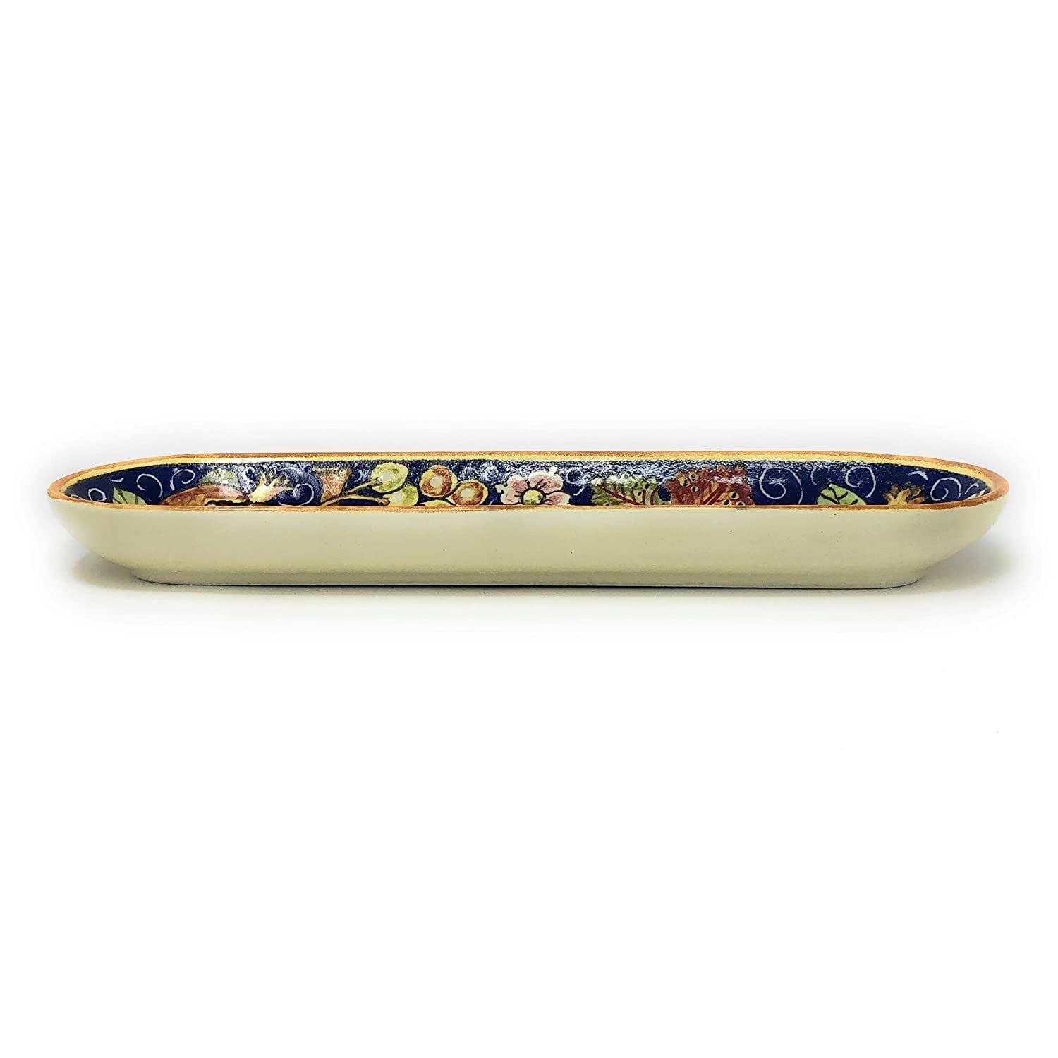 Italian Ceramic Serving Appetizer Tray Baguette Flatware Pattern Grape ...