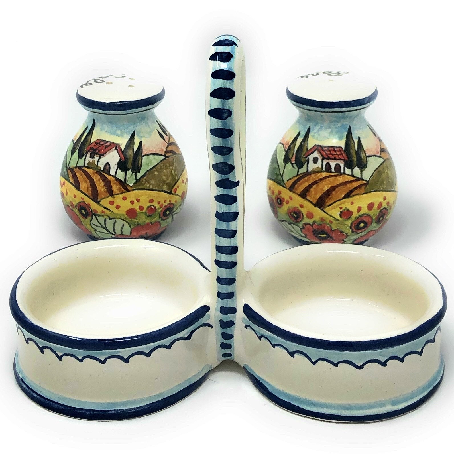 Italian Ceramic Set Salt and Pepper Shakers Pots Art Pottery Hand ...