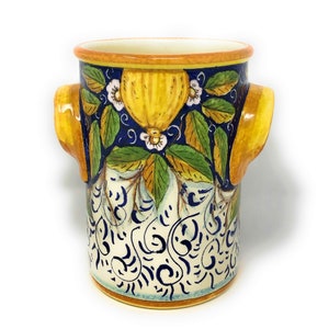 Hand-painted Italian Ceramic Utensil Holder: Three Lemons Tuscan ...