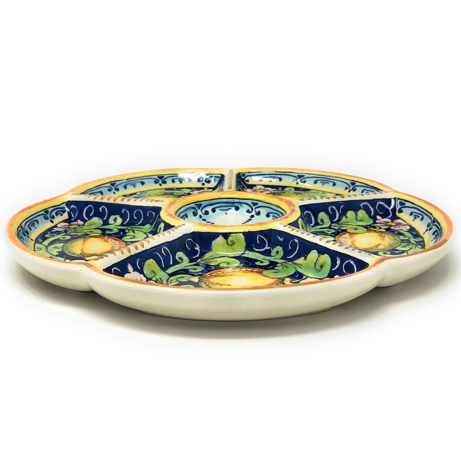 Italian Ceramic Serving Appetizer Tray Plate Pottery Decorative Lemons ...