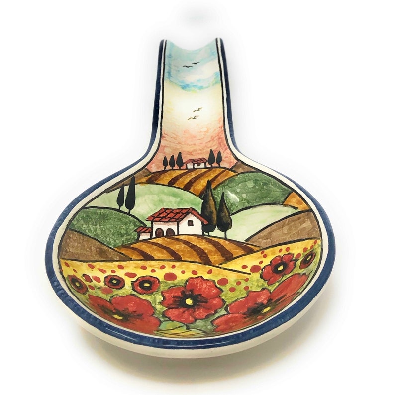 Italian Ceramic Art Spoon Rest Pottery Holder Hand Painted - Etsy UK
