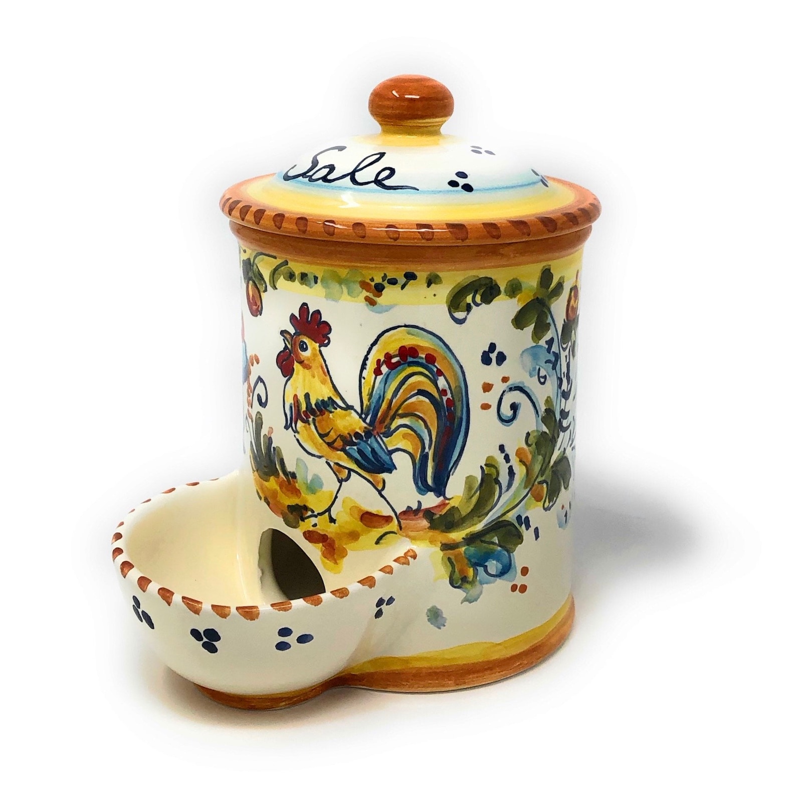 Italian Ceramic Jar Salt Holder Pattern Rooster Montelupo Hand Painted ...