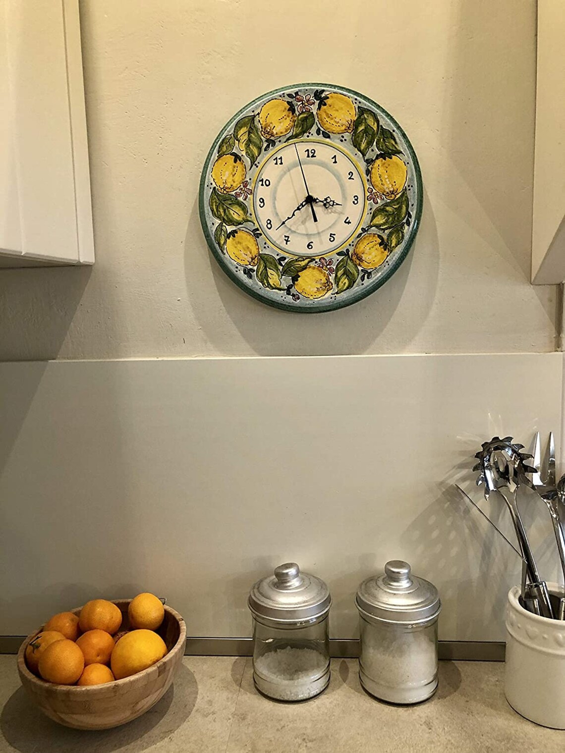 Italian Ceramic Wall Clock Decorated Lemons Hand Painted Made | Etsy