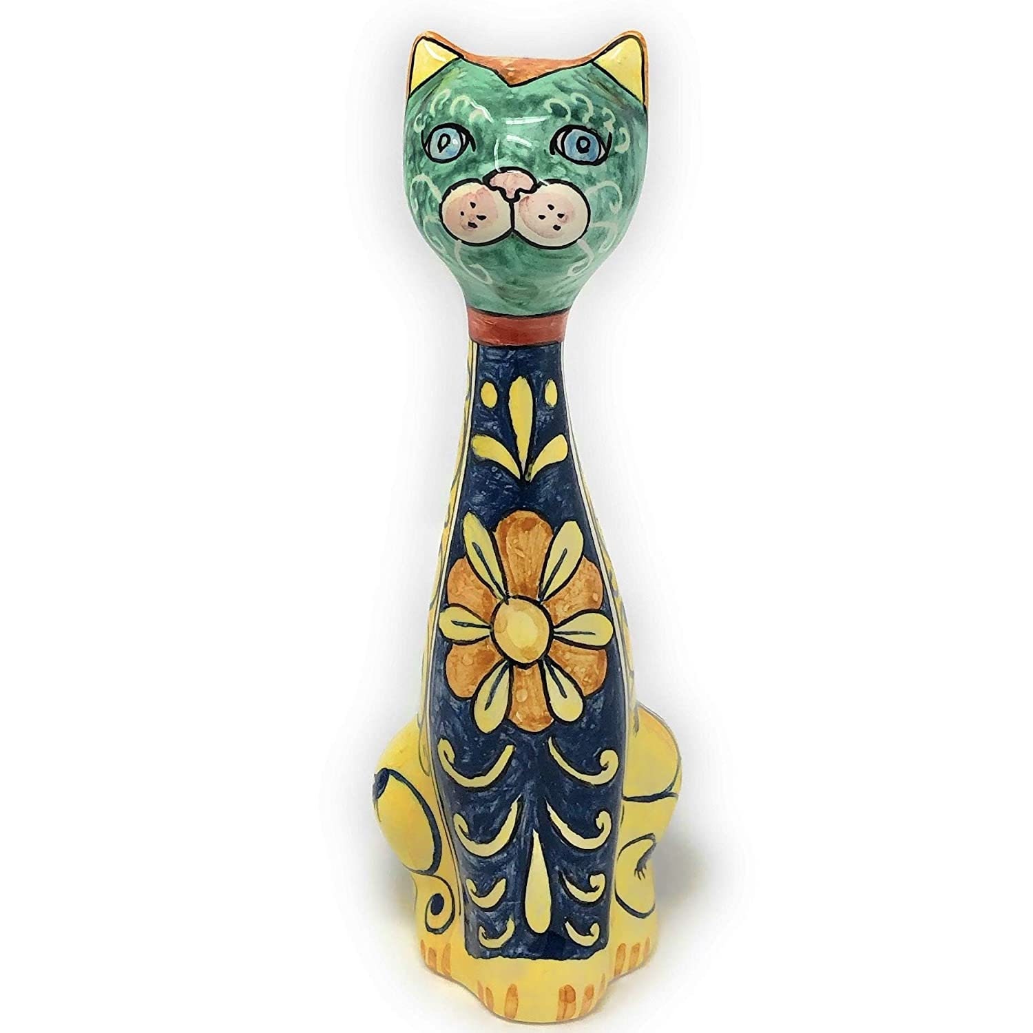 Italian Ceramic Cat Art Pottery Animals Figurine Hand Painted Made in ...
