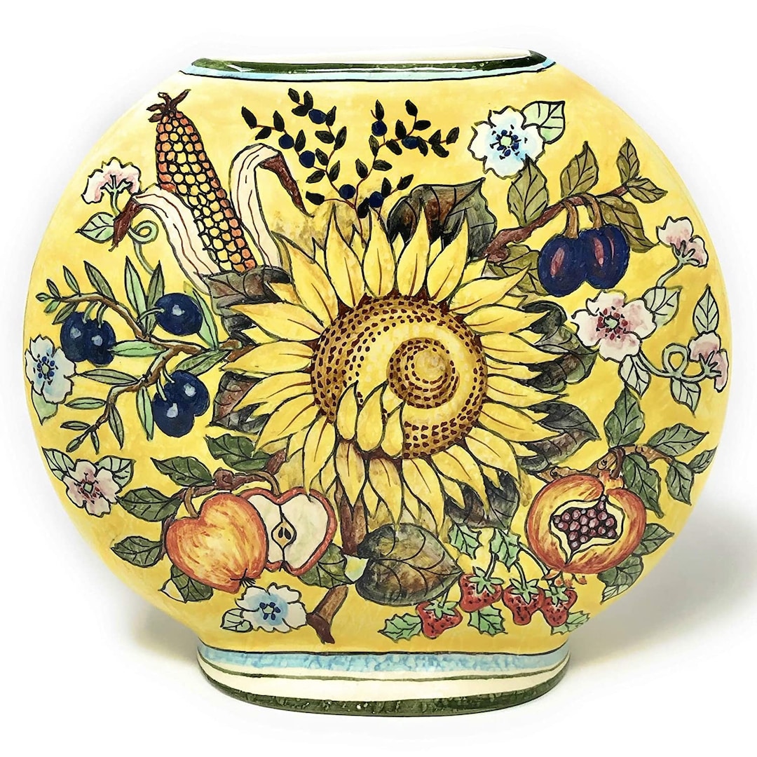 Italian Ceramic Art Pottery Vase Pot Pipkin Planter Flowerpot Hand ...