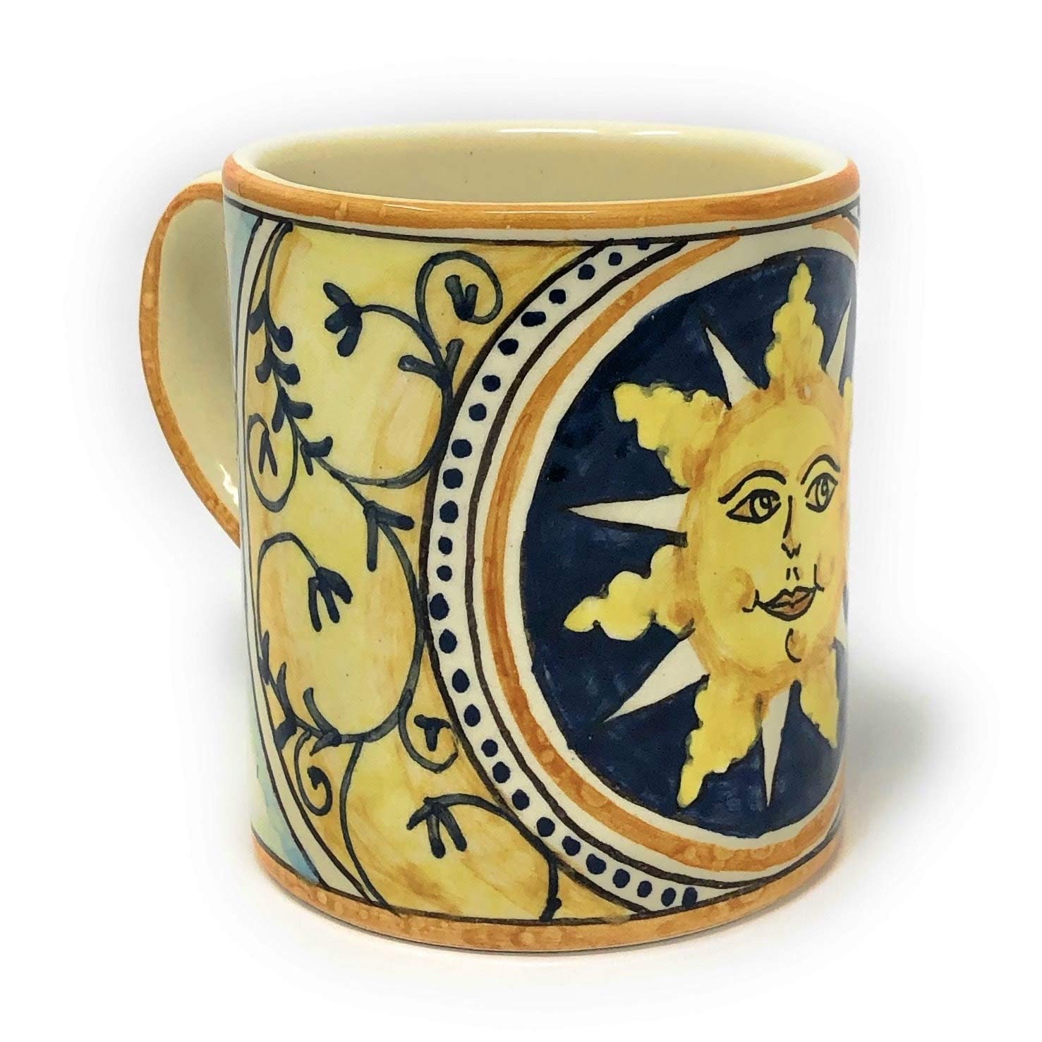 Italian Ceramic Art Pottery Mug Cup Decorated Sun Hand Painted - Etsy