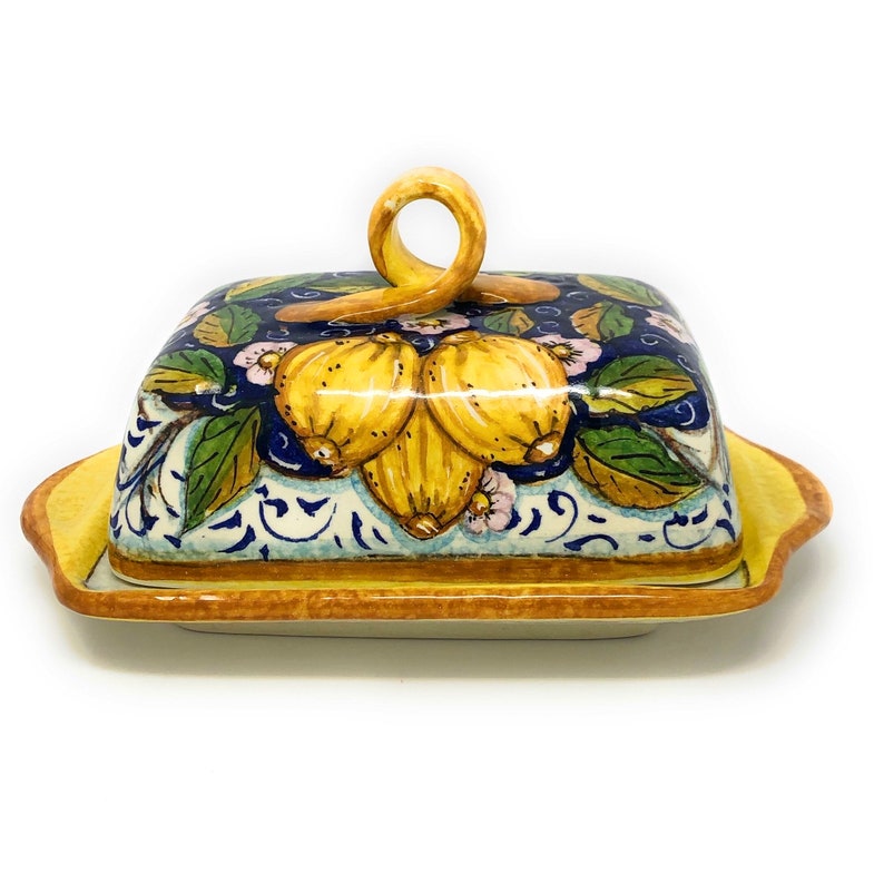 Italian Ceramic Butter Dish Hand Painted Decorated Three - Etsy