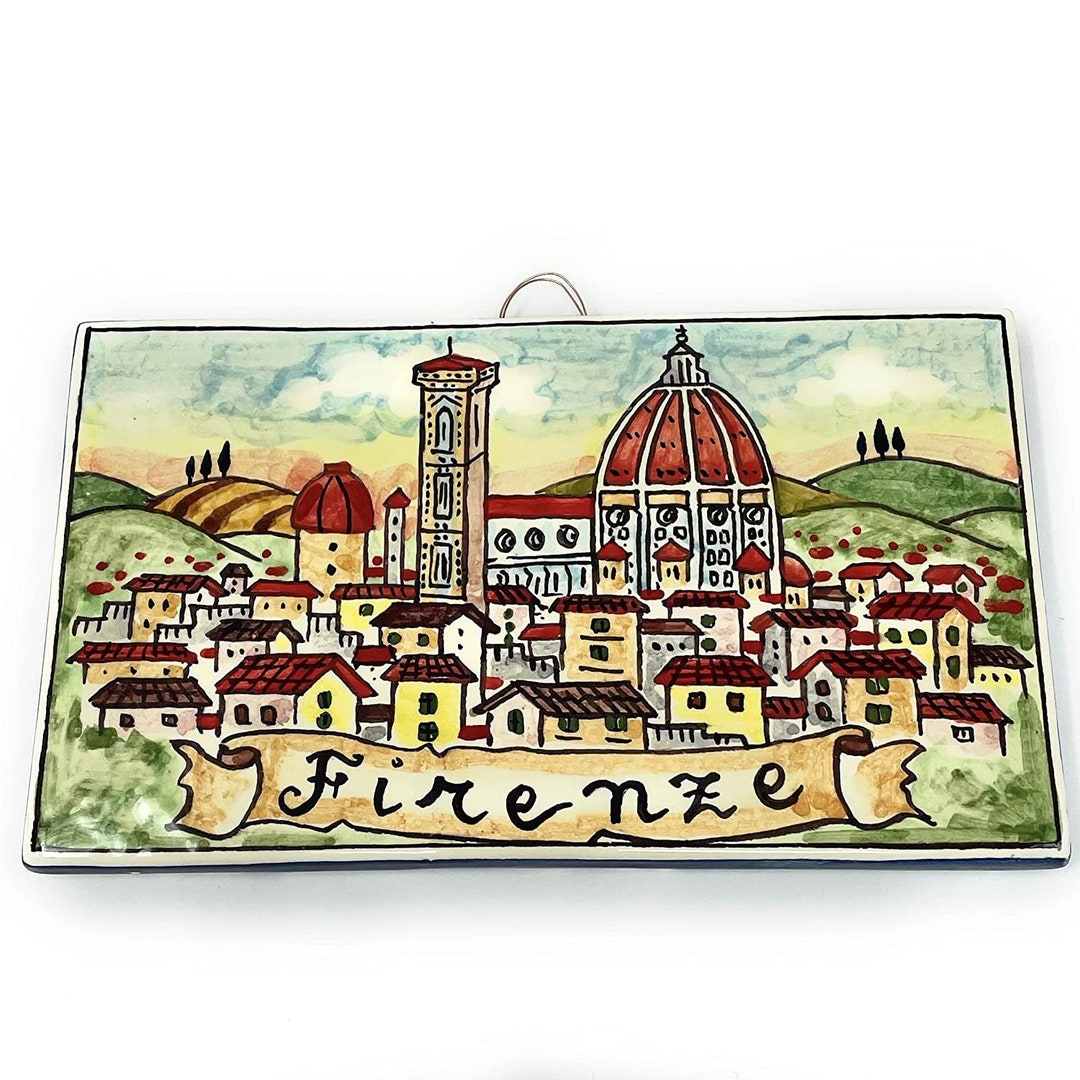 Italian Ceramic Art Rectangular Tile Pantile Pottery Pattern City ...
