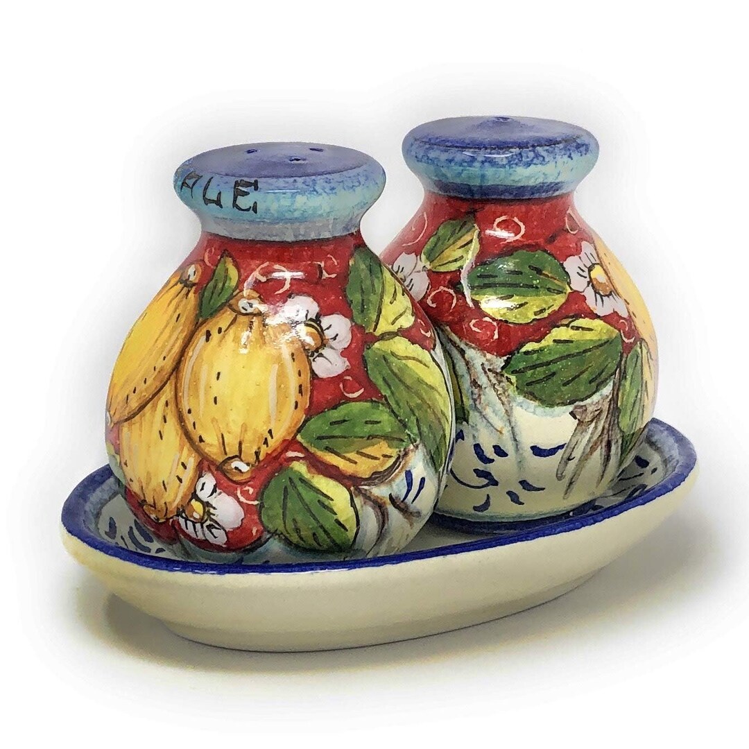 Italian Ceramic Set Salt and Pepper Shakers Pots Art Pottery Hand ...