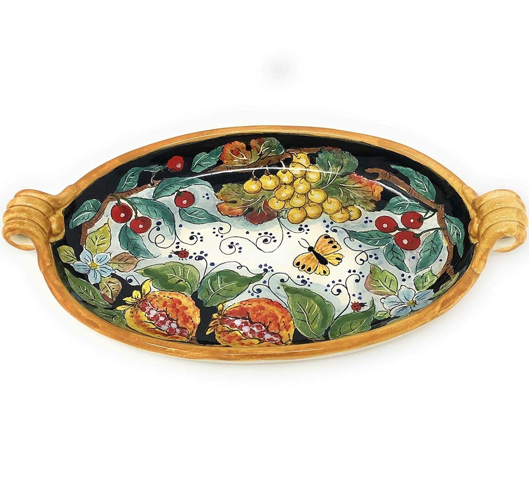 Italian Ceramic Art Pottery Serving Centerpiece Hand Painted Pattern ...