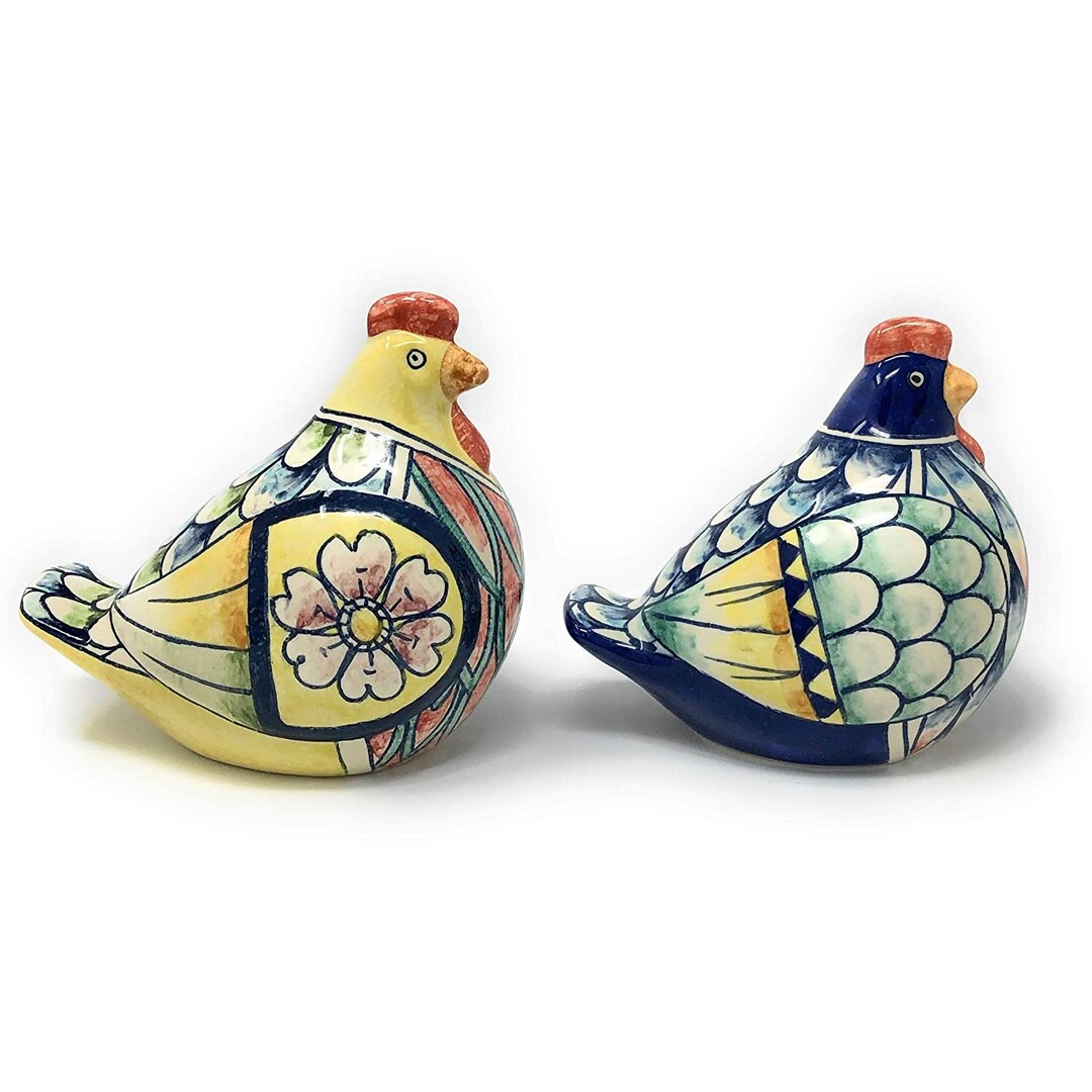 Italian Ceramic Hen Chicken Fowl Figurine Animals Hand Painted Pattern ...