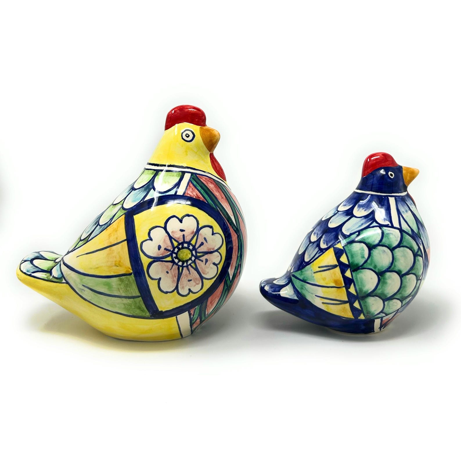 Italian Ceramic Hen Chicken Fowl Figurine Animals Hand Painted Pattern ...