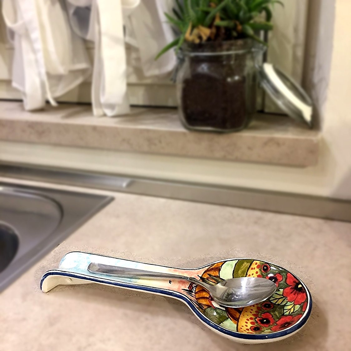Italian Ceramic Art Spoon Rest Pottery Holder Hand Painted - Etsy UK