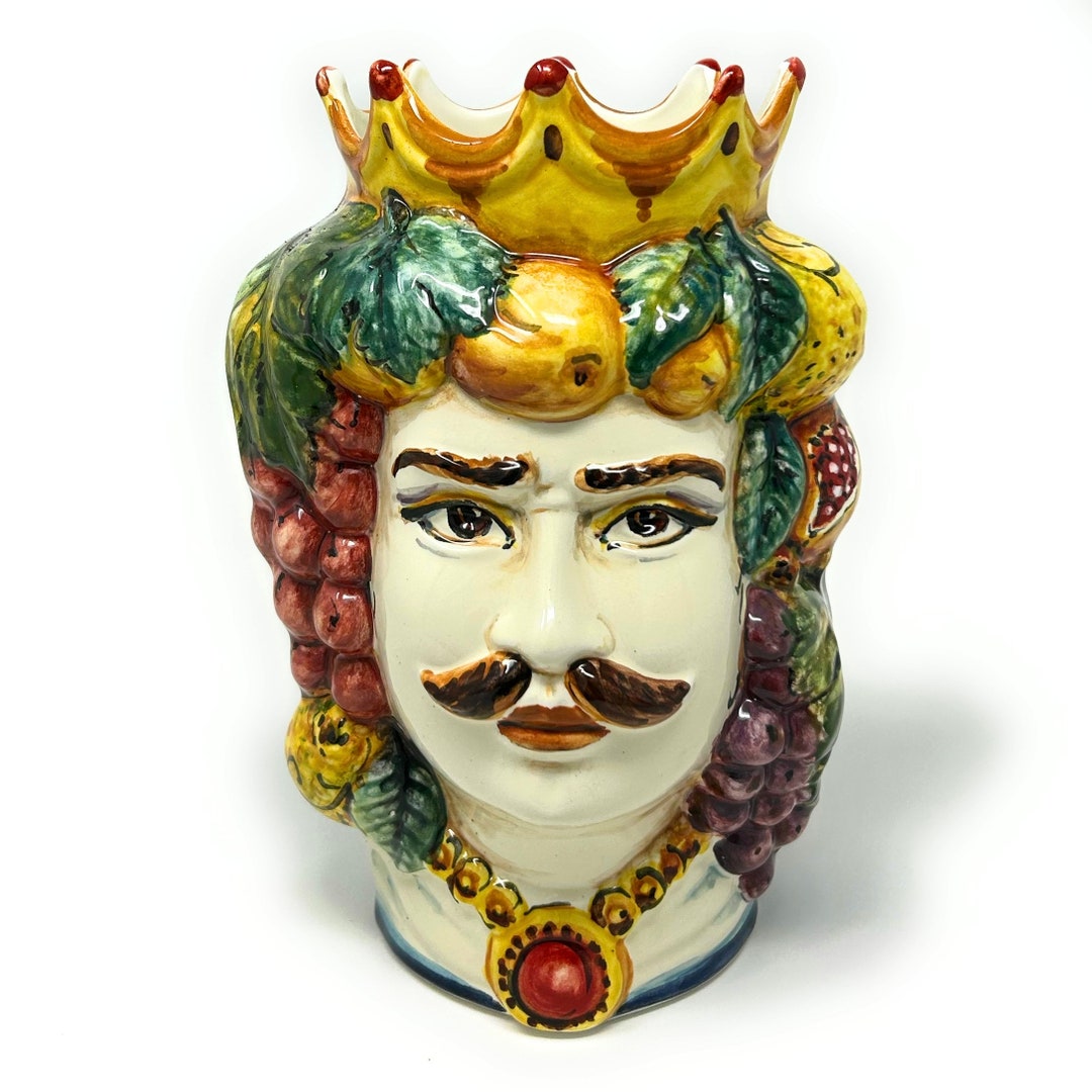 Italian Ceramic Art Head Face Male Vase Small Testa Di Moro ( Sicily ...