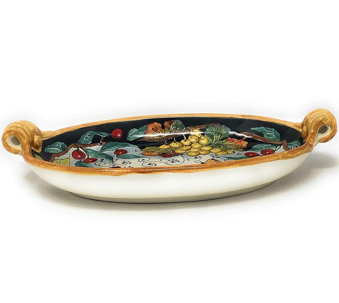 Italian Ceramic Art Pottery Serving Centerpiece Hand Painted Pattern ...