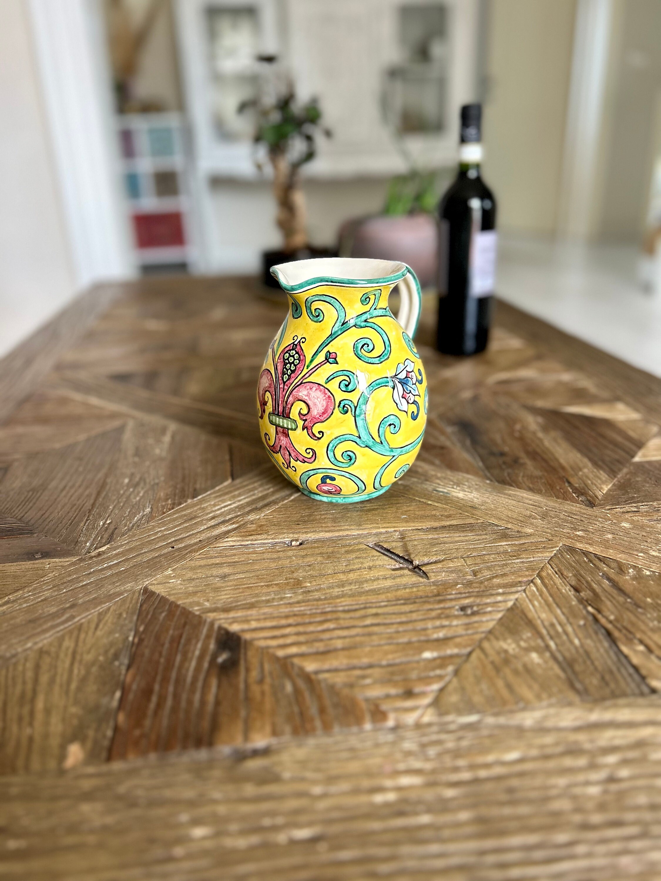 Italian Ceramic Pottery Art Pottery Pitcher Vino Vine - Water Gal 0,264 ...