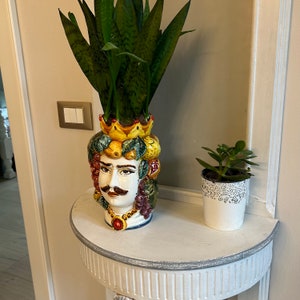 Italian Ceramic Art Head Face Male Vase Small Testa Di Moro ( Sicily ...