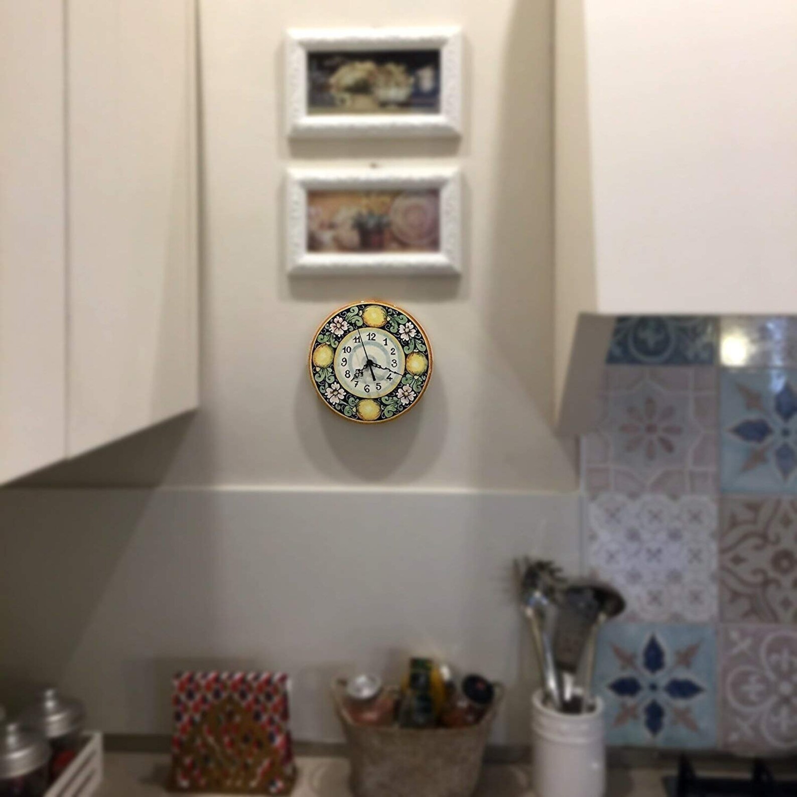 Italian Ceramic Wall Clock Decorated Lemons Hand Painted Made - Etsy