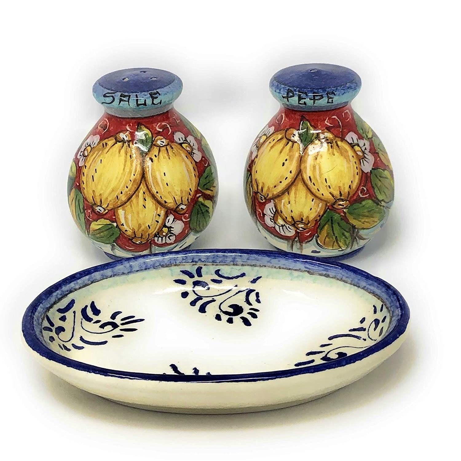 Italian Ceramic Set Salt and Pepper Shakers Pots Art Pottery Hand ...