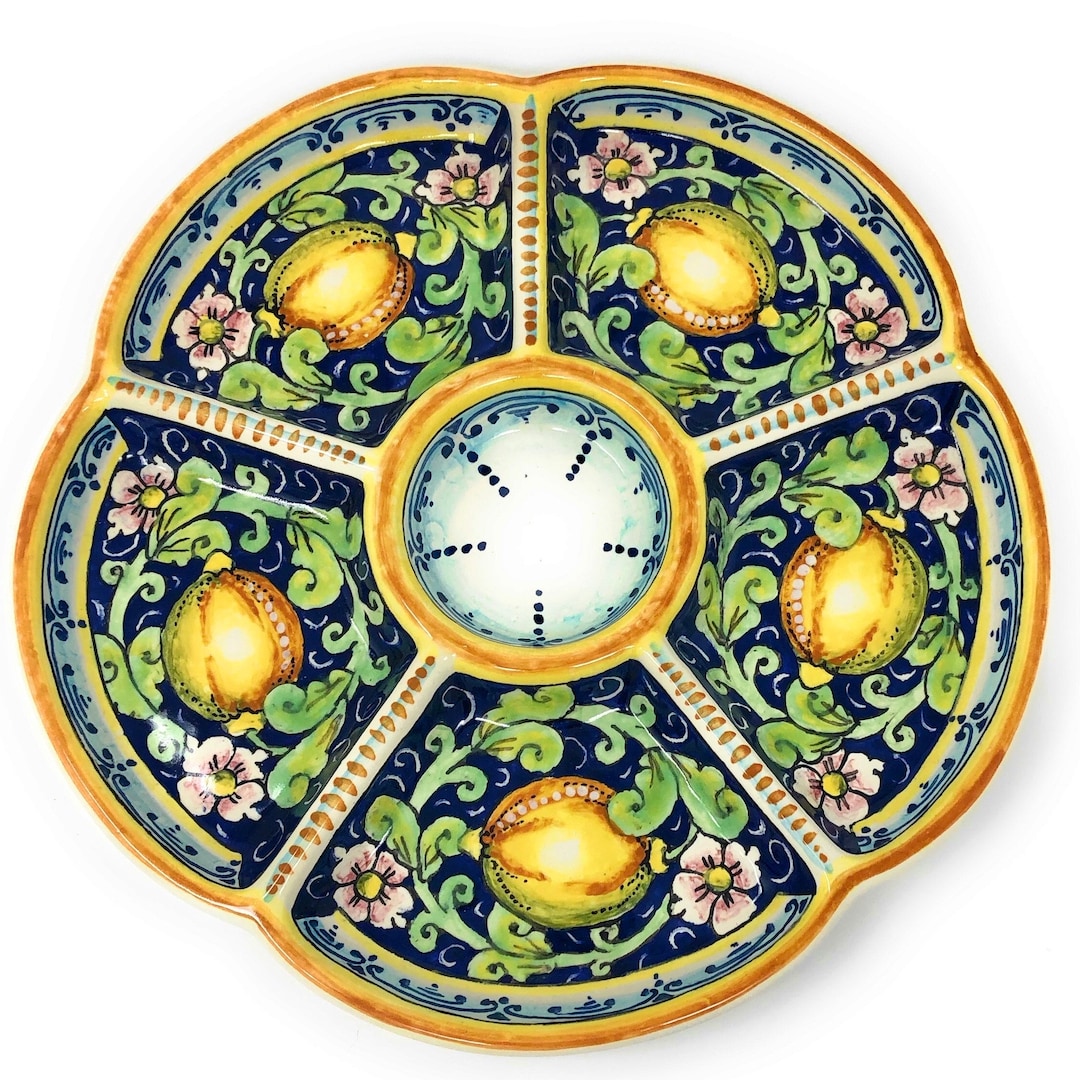Italian Ceramic Serving Appetizer Tray Plate Pottery Decorative Lemons ...