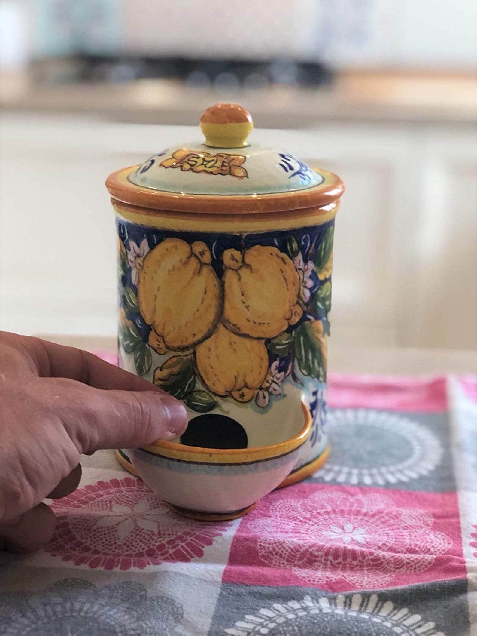 Italian Ceramic Jar Salt Holder Hand Painted Three Lemons Made | Etsy
