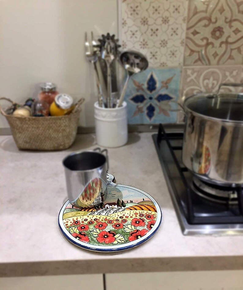 Italian Ceramic Art Tableware Tile Trivet Pottery Decorated | Etsy