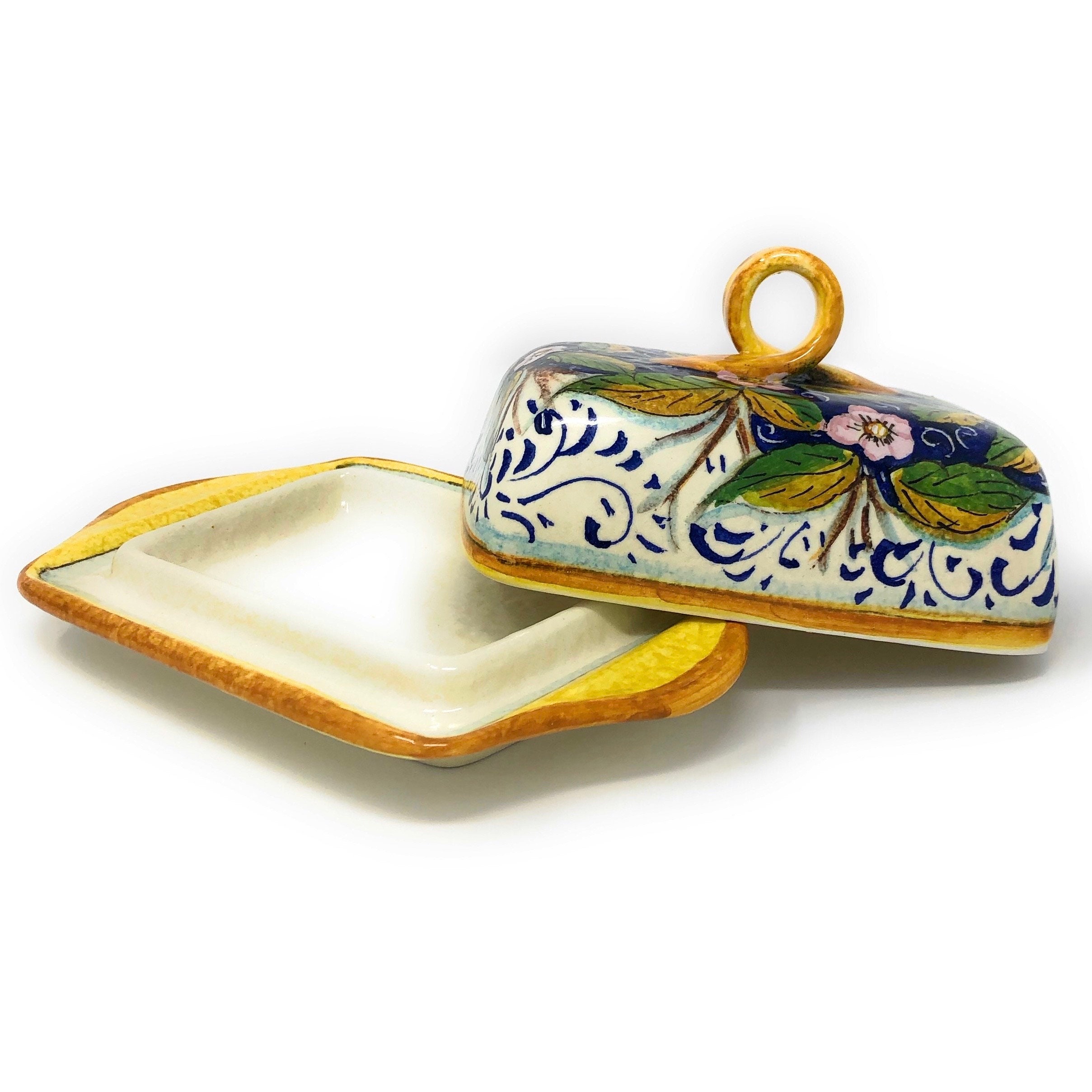 Italian Ceramic Butter Dish Hand Painted Decorated Three | Etsy