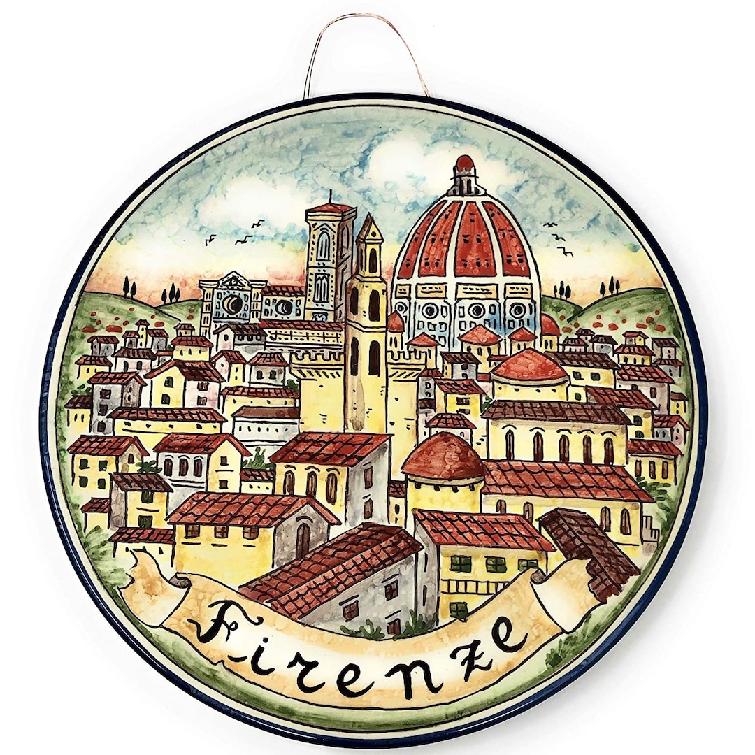 Italian Ceramic Art Pottery Plate to Hang Hand Painted Pattern ...
