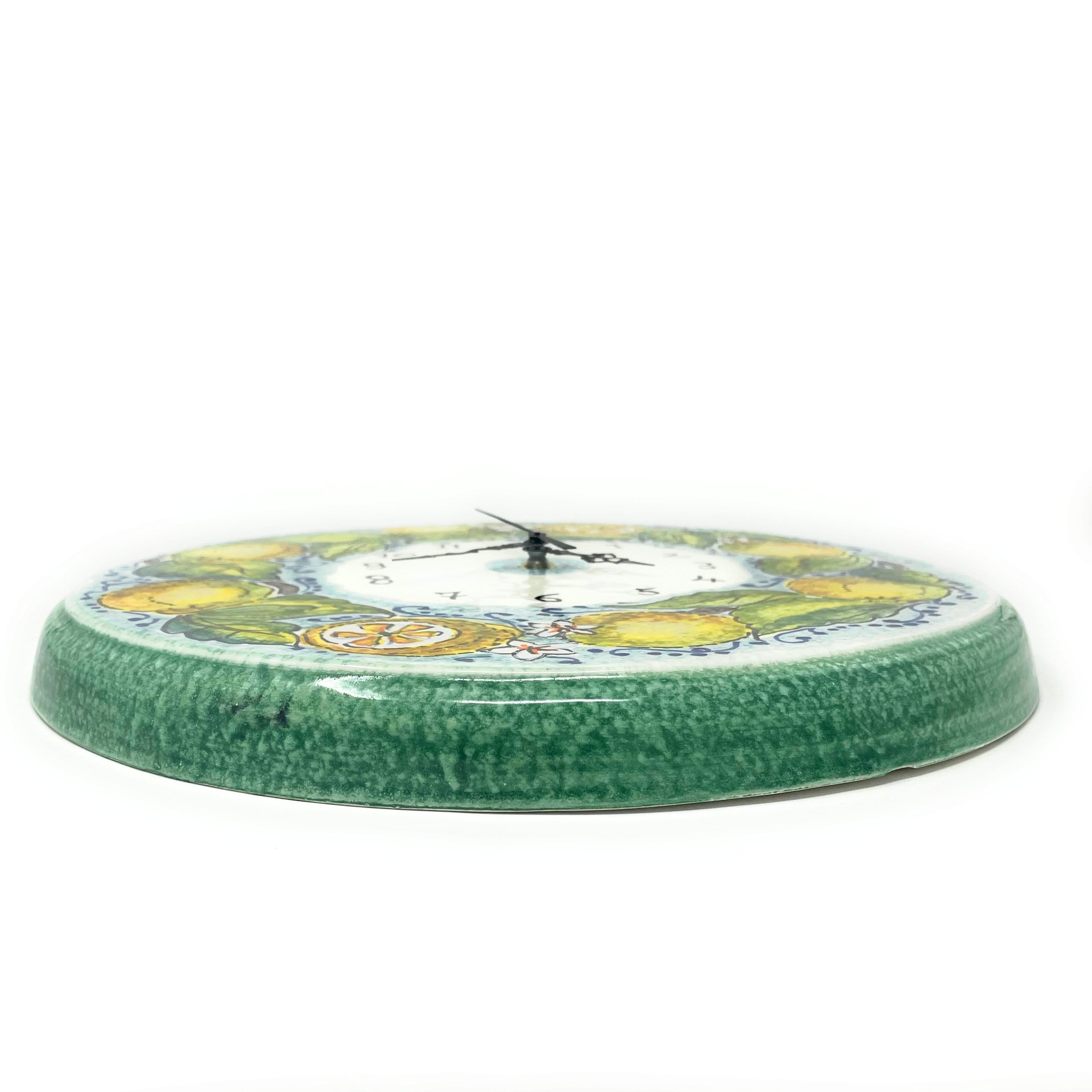 Italian Ceramic Wall Clock Decorated Lemons Hand Painted Made in ITALY ...
