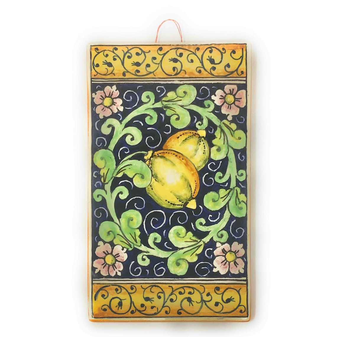 Italian Ceramic Art Tile Pantiles Pottery Lemons Blu Handmade in ITALY ...