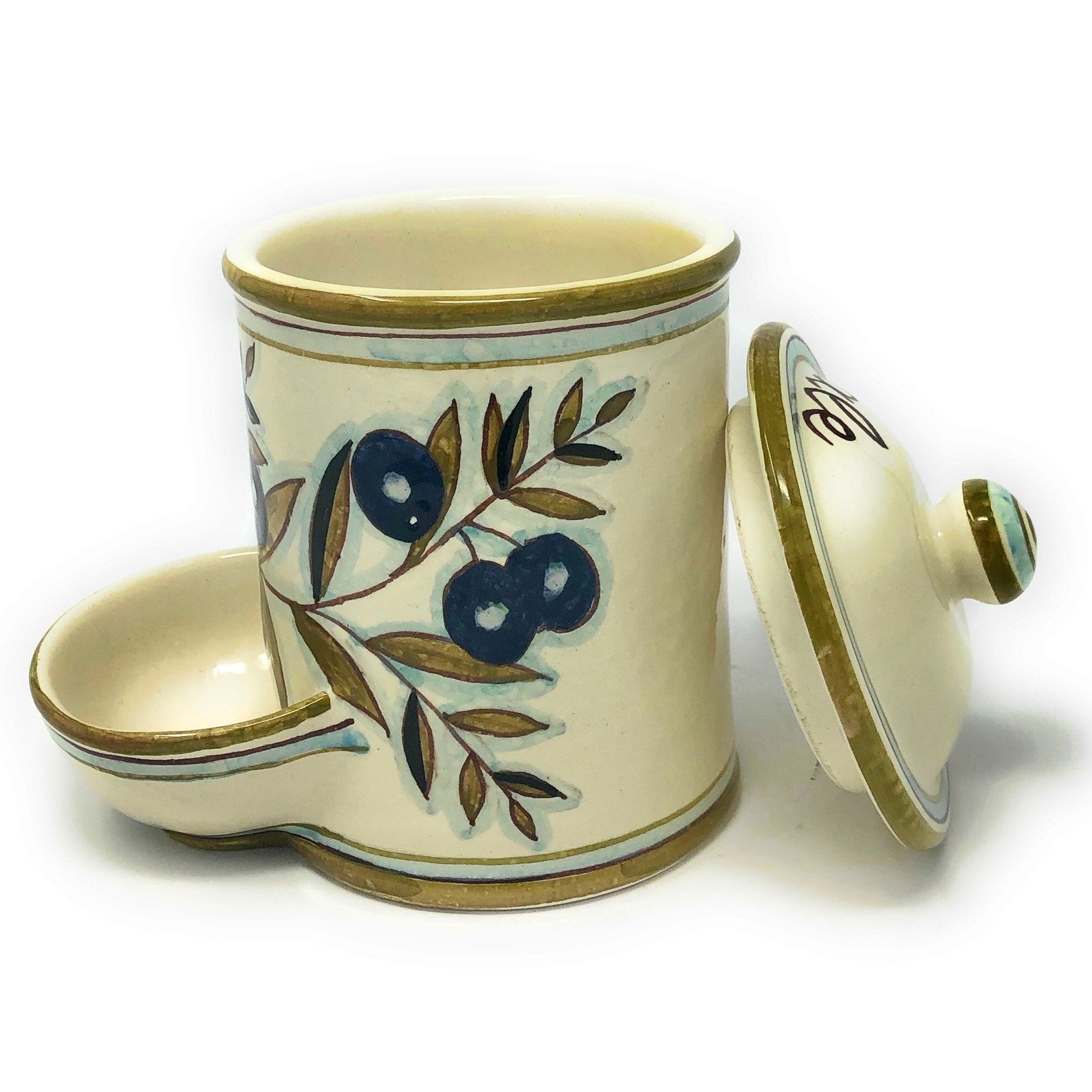 Italian Ceramic Jar Salt Holder Decorated Country Hand Painted Made in ...