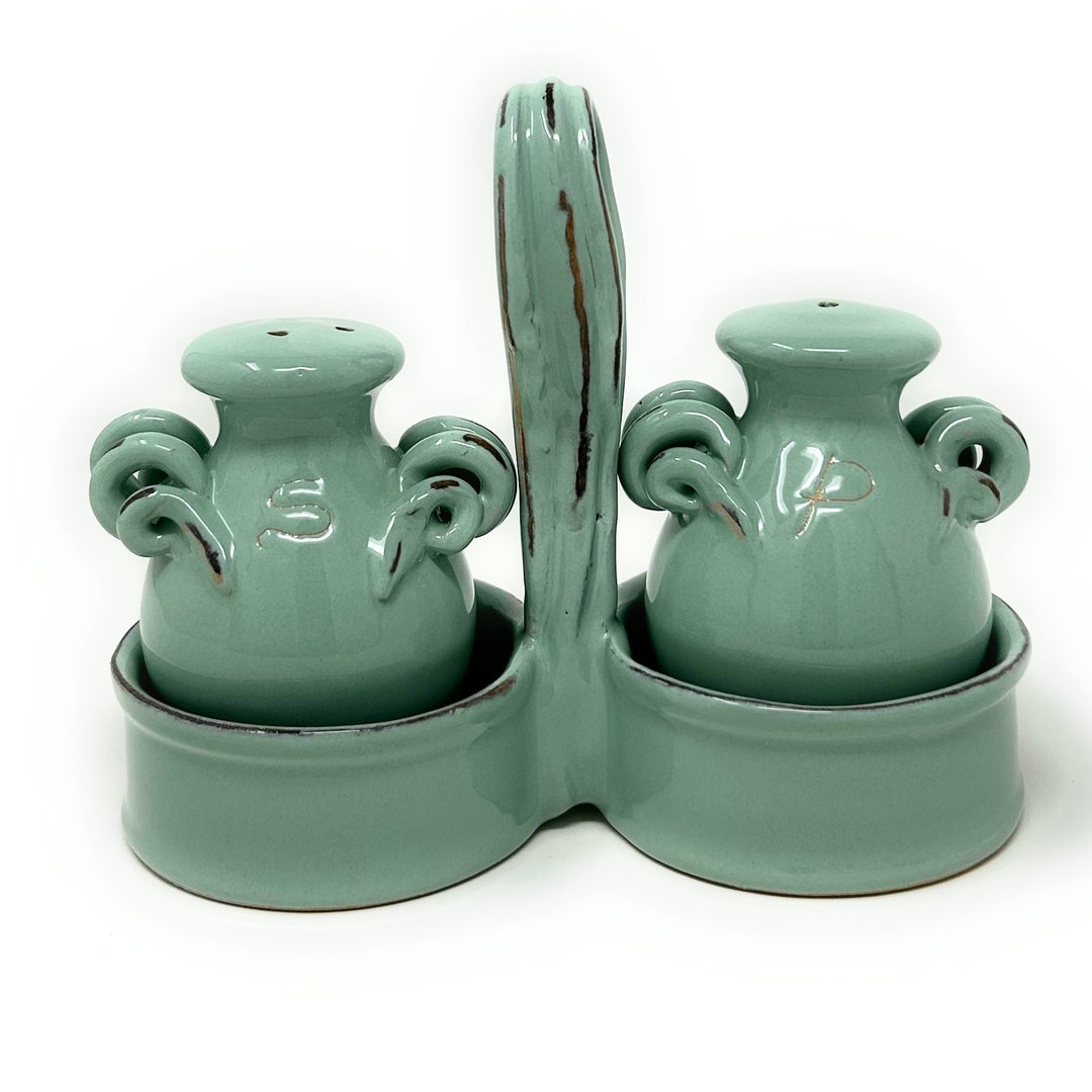 Italian Ceramic Set Salt and Pepper Shakers Pots Art Pottery Hand ...